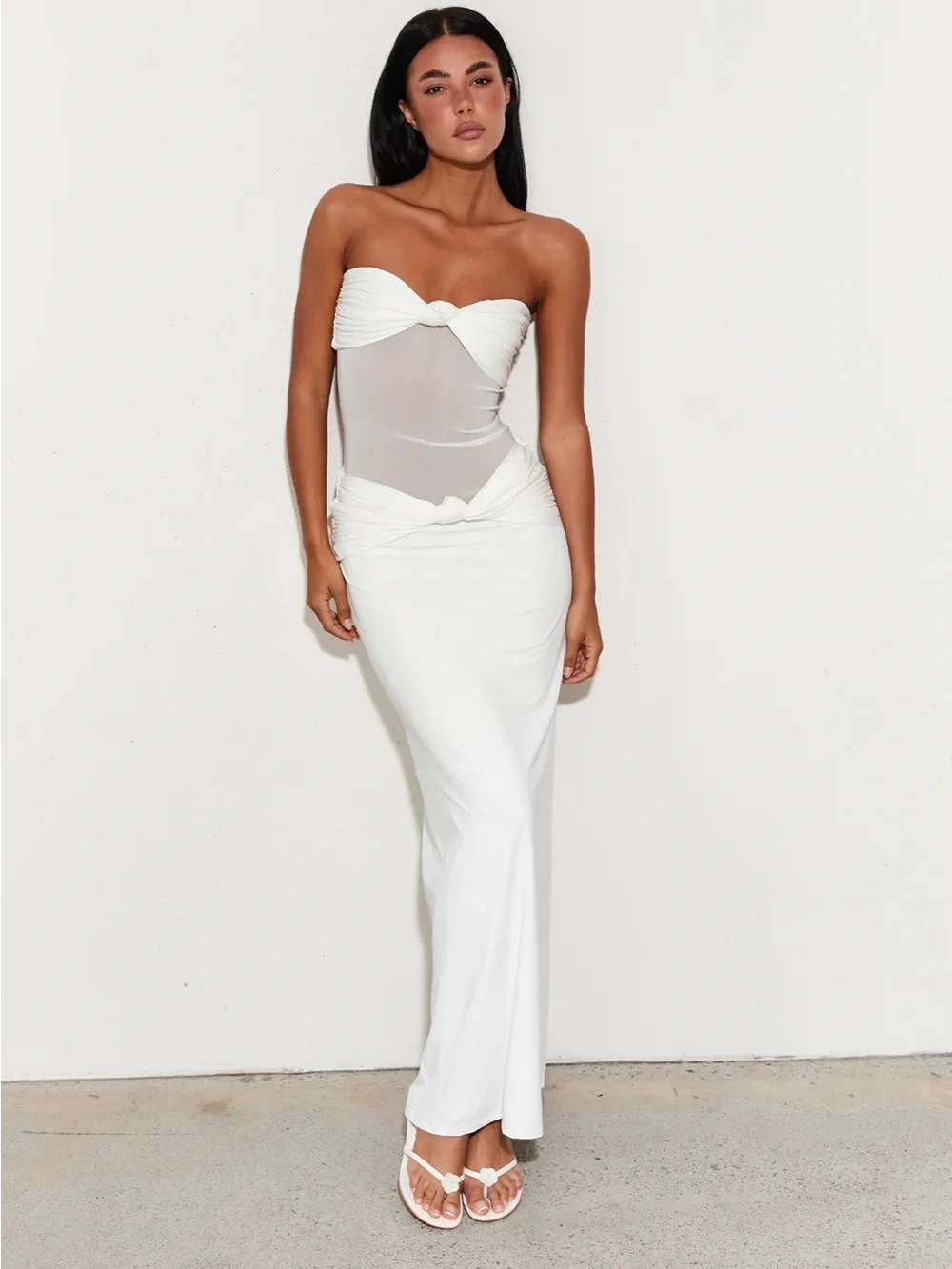 Sasha Therese | Dresses | Sasha Therese Strapless White Maxi Dress With ...
